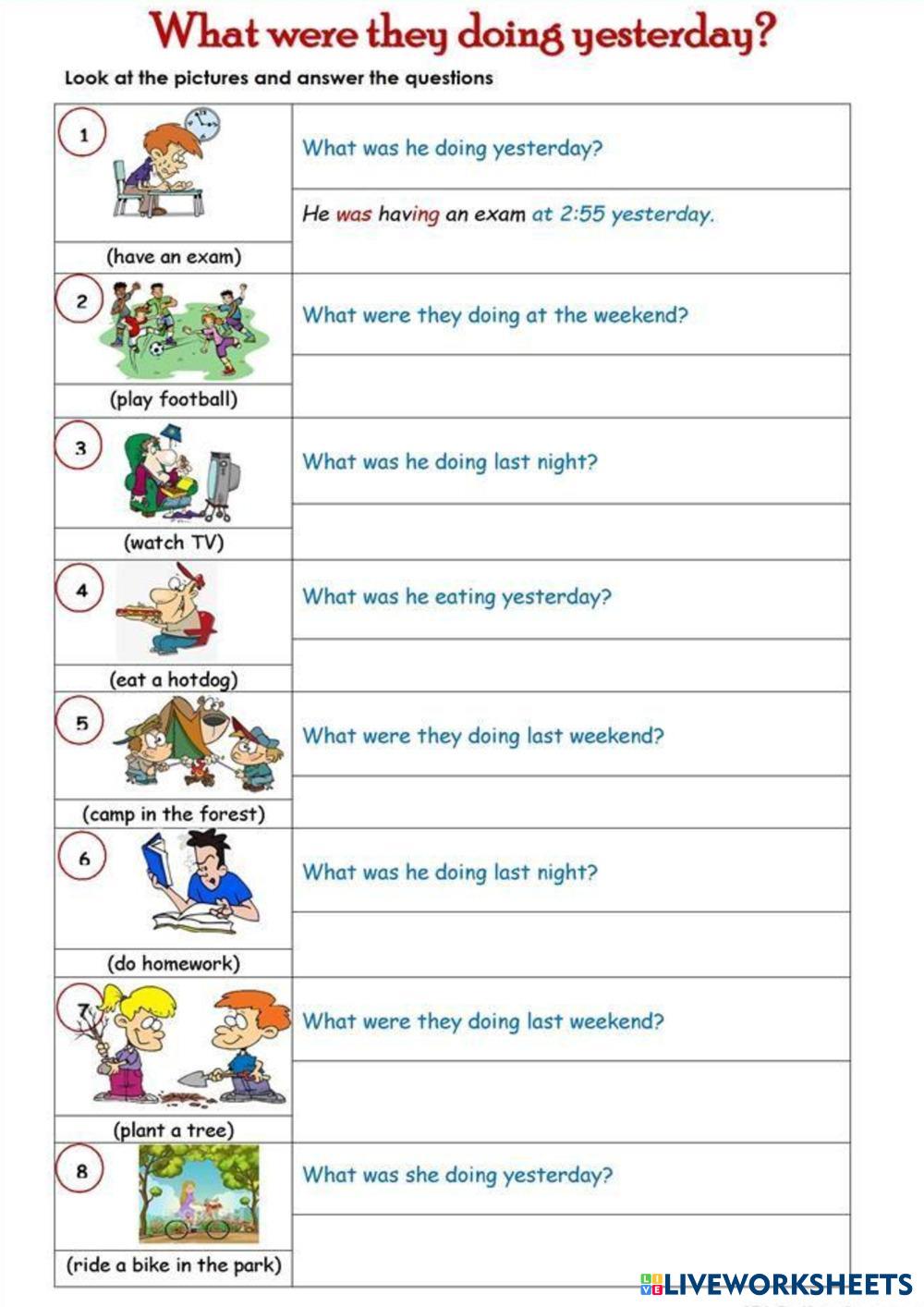 Past Continuous Tense | Live Worksheets