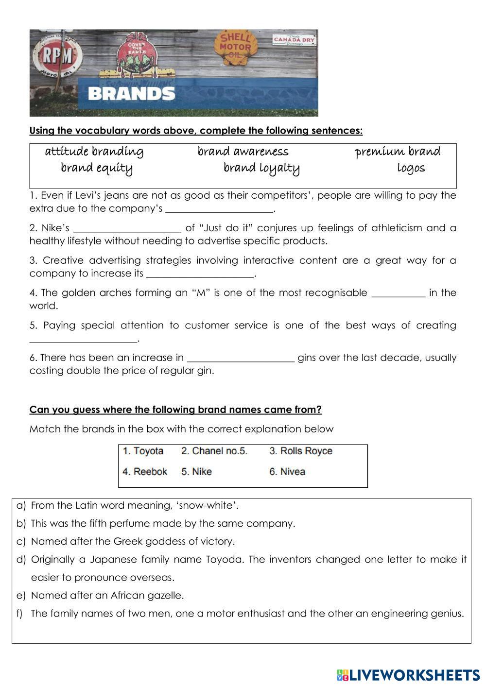 7244116 | Business Advanced - Brand Vocabulary | Noelia