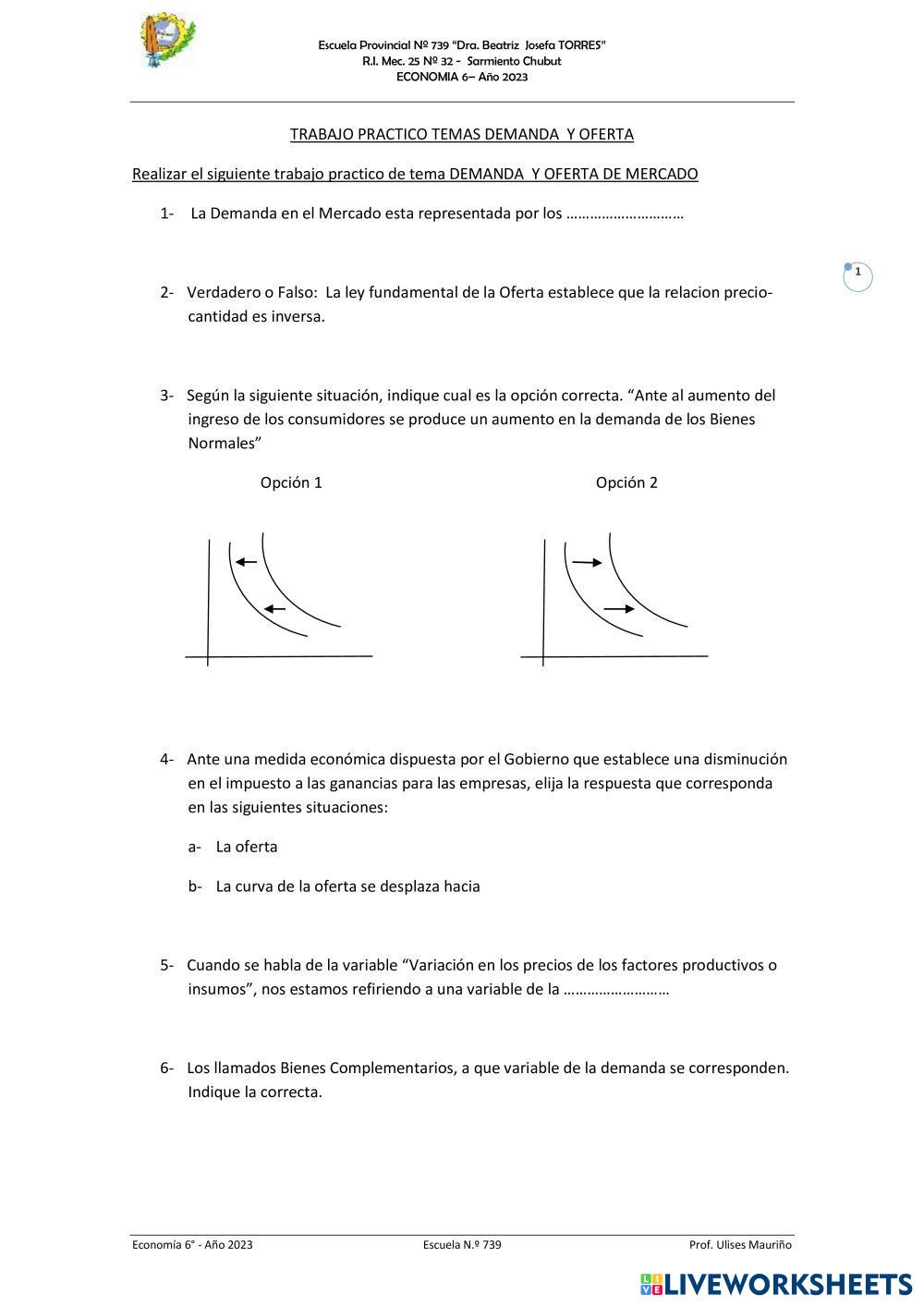 Economía 6 Hum … | Free Interactive Worksheets | 7244268