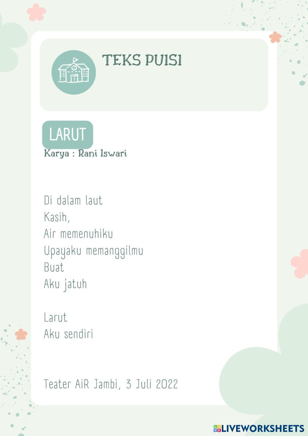Indahnya Berpuisi | Live Worksheets