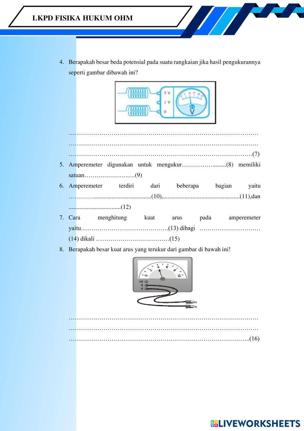 HUKUM OHM | Free Interactive Worksheets | 7244678
