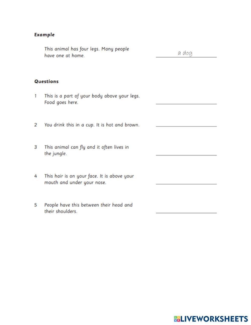Unit 6: My neck… | Free Interactive Worksheets | 7245107