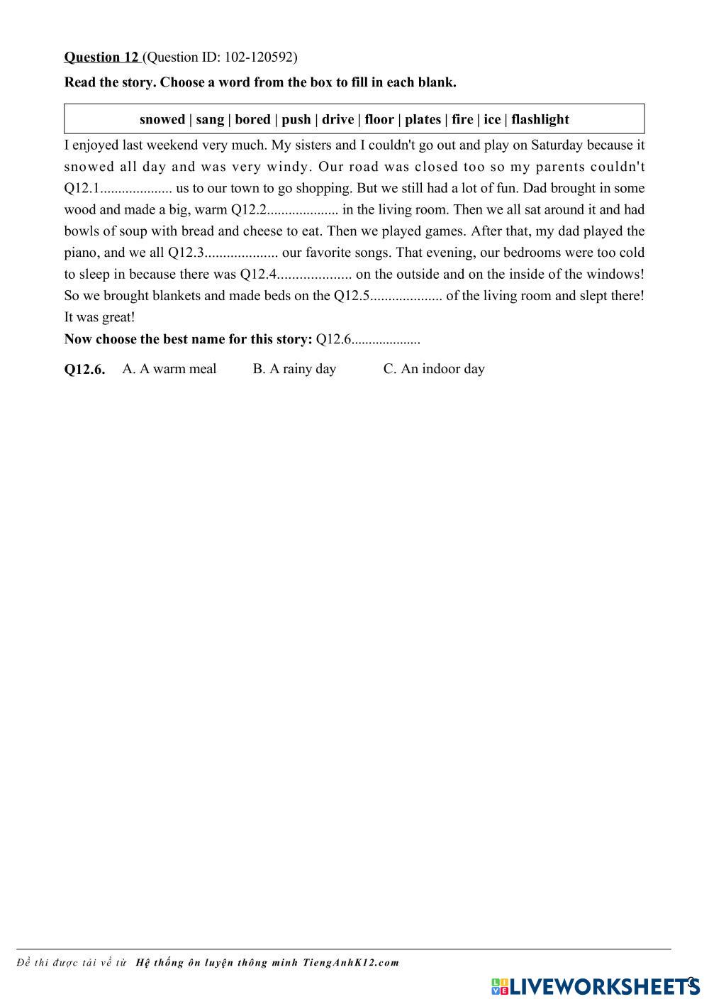 FLYERS READING&WRITING TEST 04 | Live Worksheets