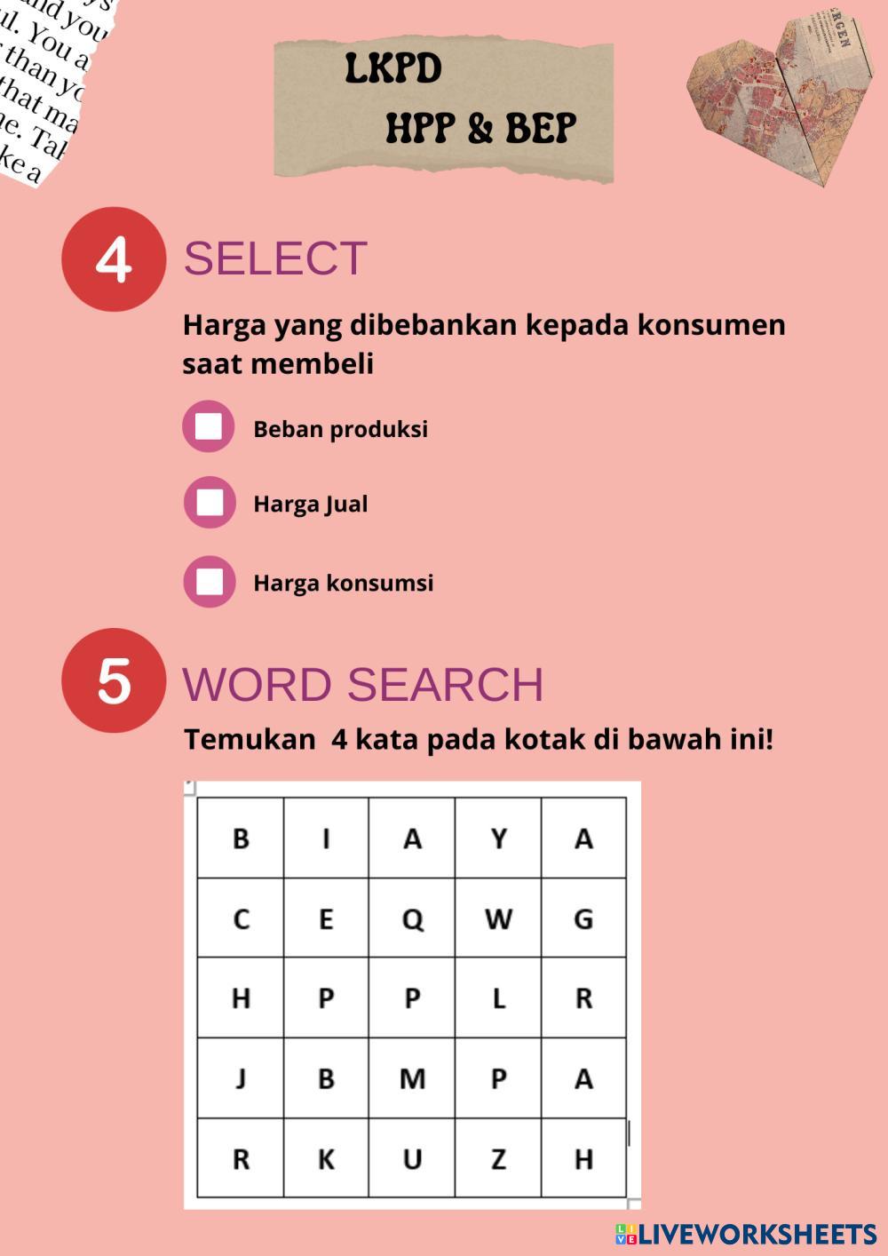 7245433 | HPP & BEP | Lutfiah Adinda | LiveWorksheets