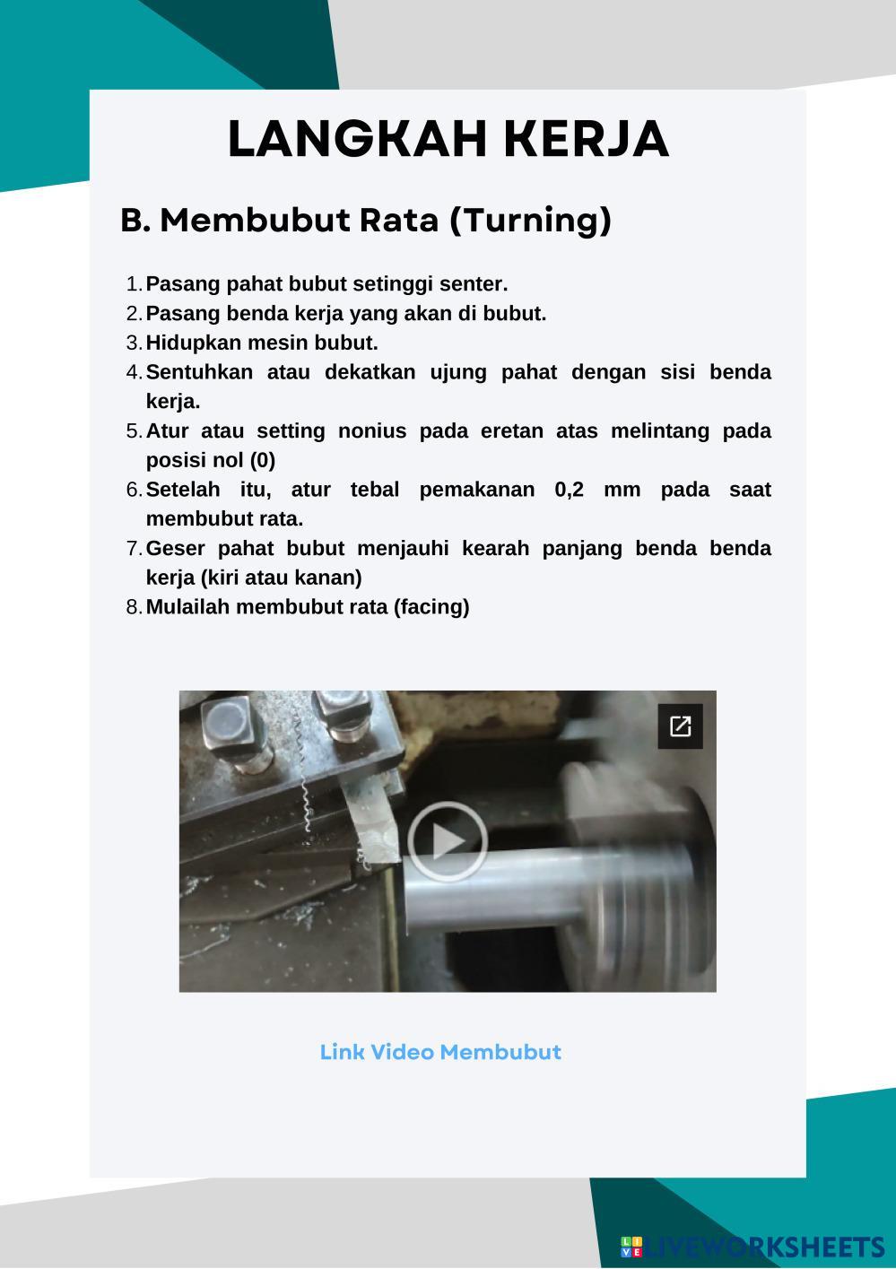 Praktik Membubut Dasar | Live Worksheets