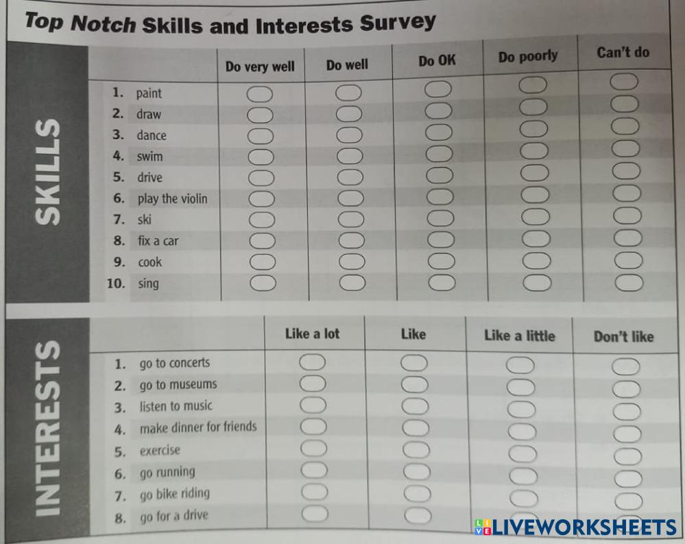 Abilities | Live Worksheets
