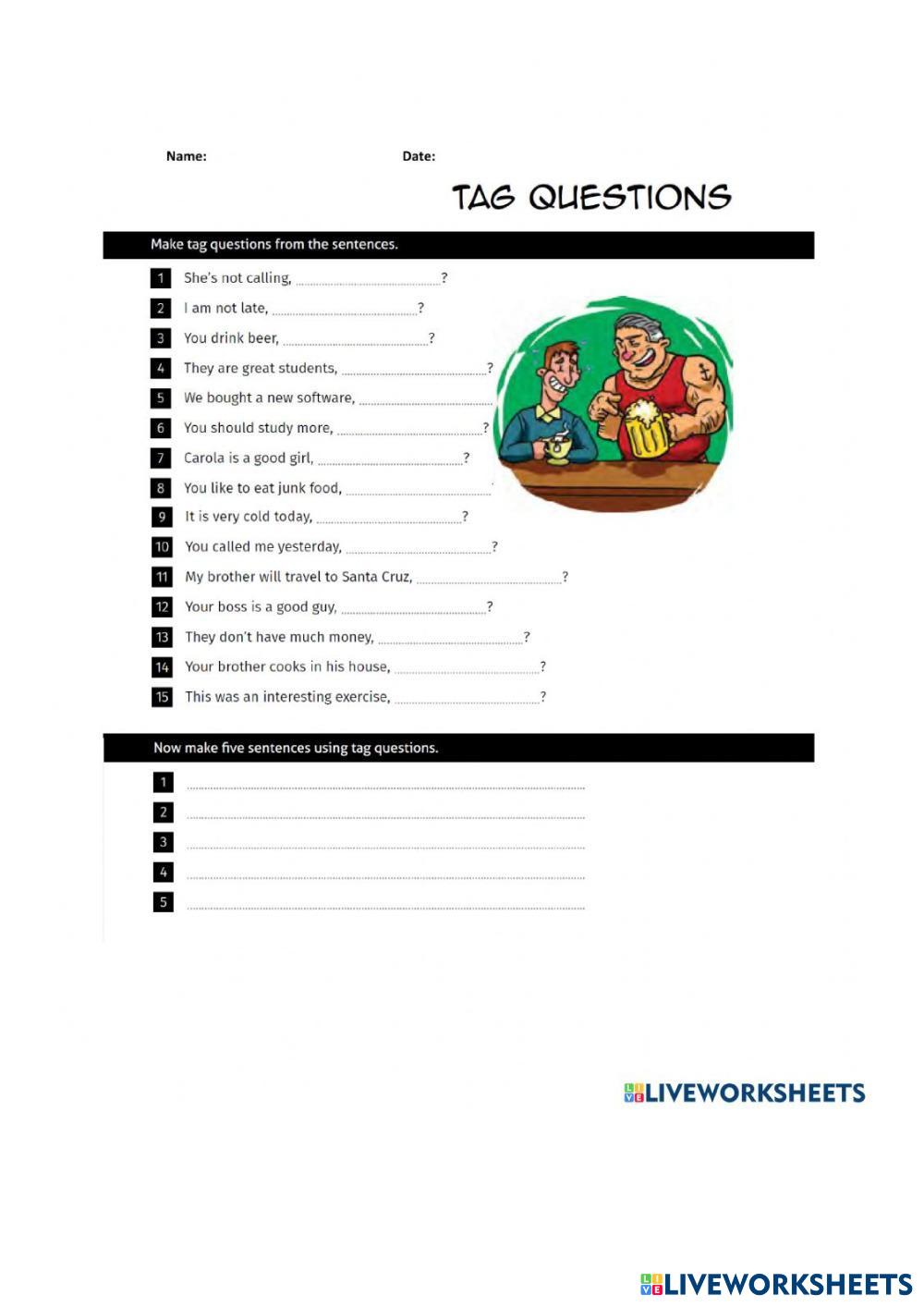 remedial action tag questions | Live Worksheets