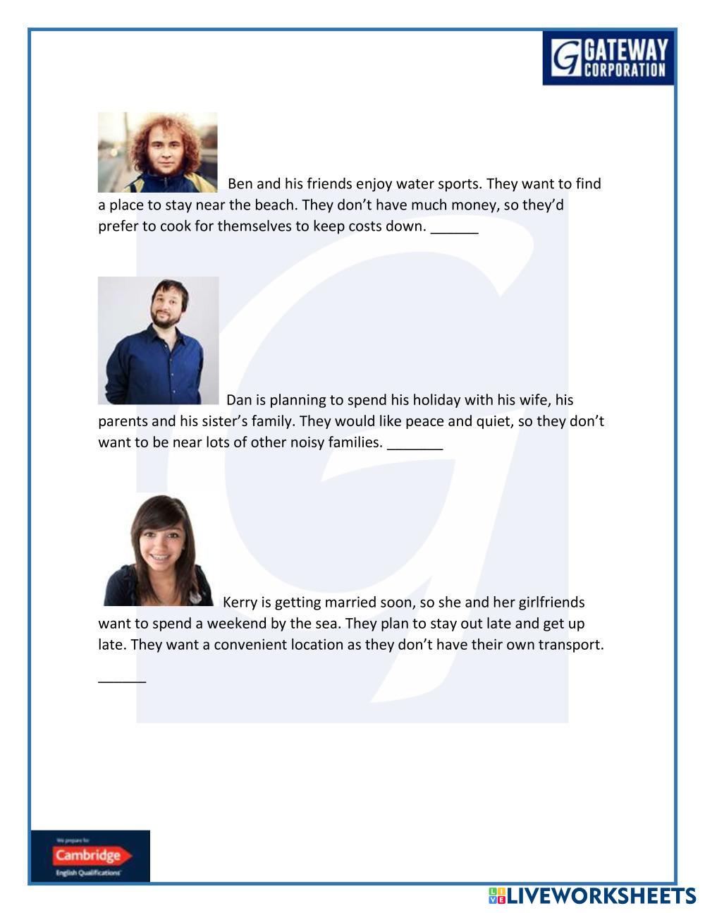 CAMBRIDGE PET –… | Free Interactive Worksheets | 7247775