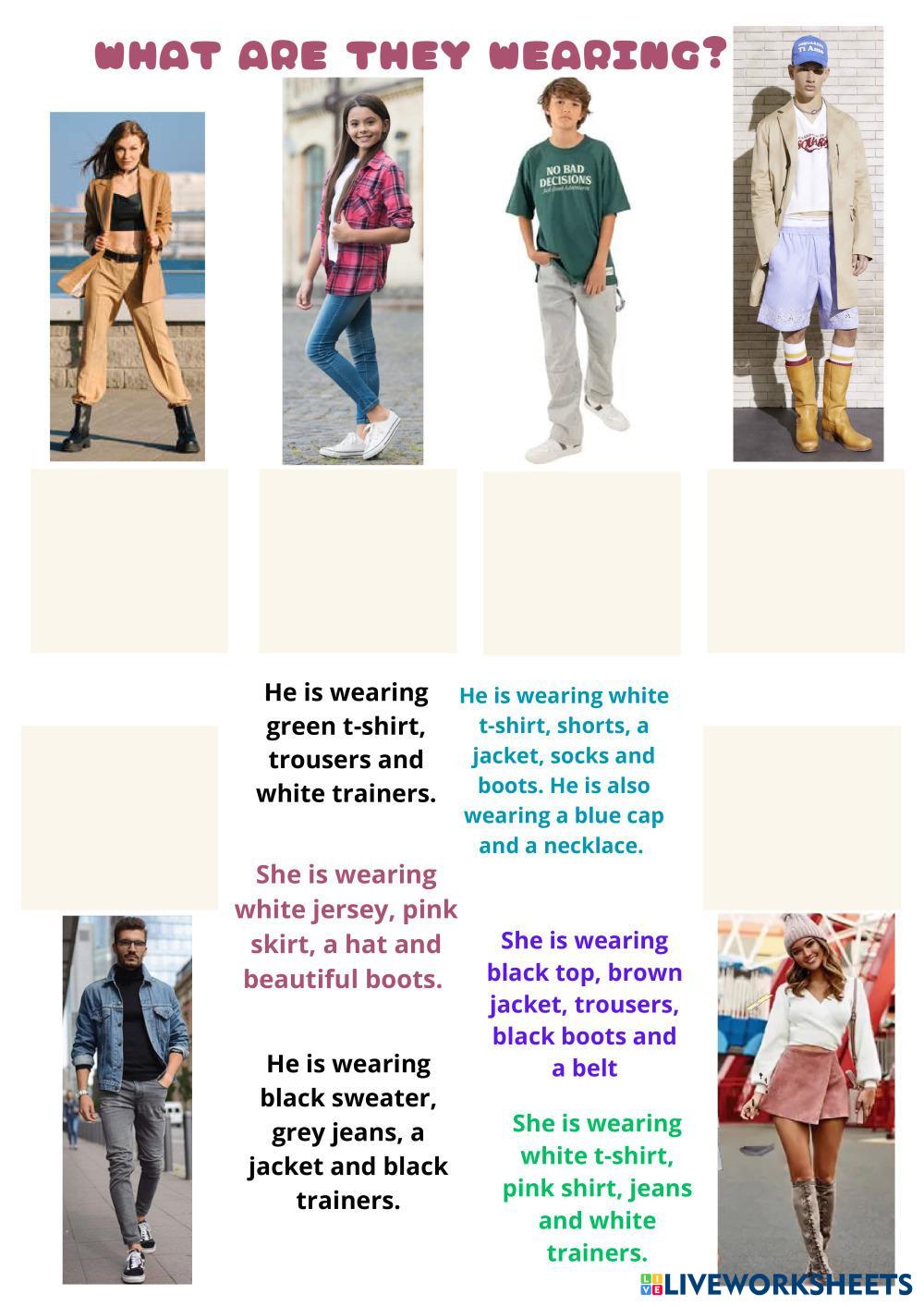 WHAT ARE THEY WEARING? | Live Worksheets