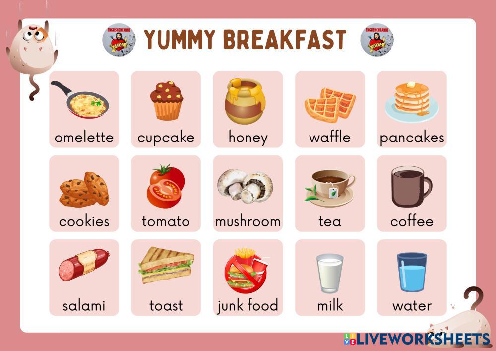 Yummy Breakfast… | Free Interactive Worksheets | 7249245