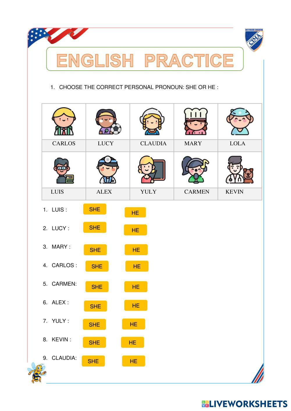 ENGLISH PRACTICE | Live Worksheets