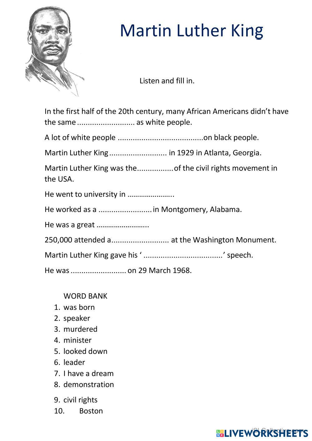 7249282 | Martin Luther King, Jr L&S Homework | Brenda