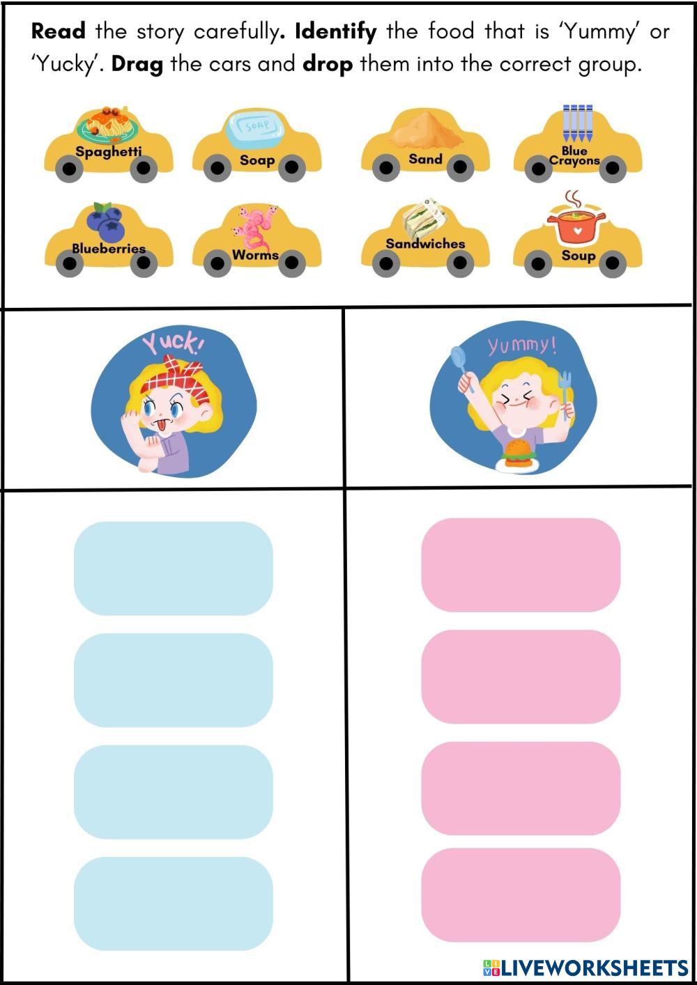 Yummy & Yucky | Free Interactive Worksheets | 7249425