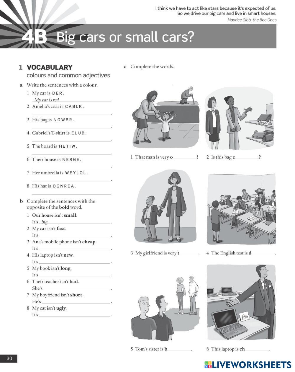 4B Big cars or small cars? | Live Worksheets