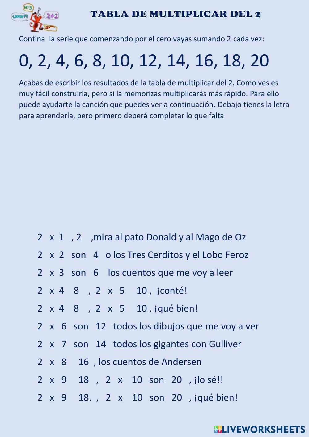 TABLA DE MULTIP… | Free Interactive Worksheets | 7250477