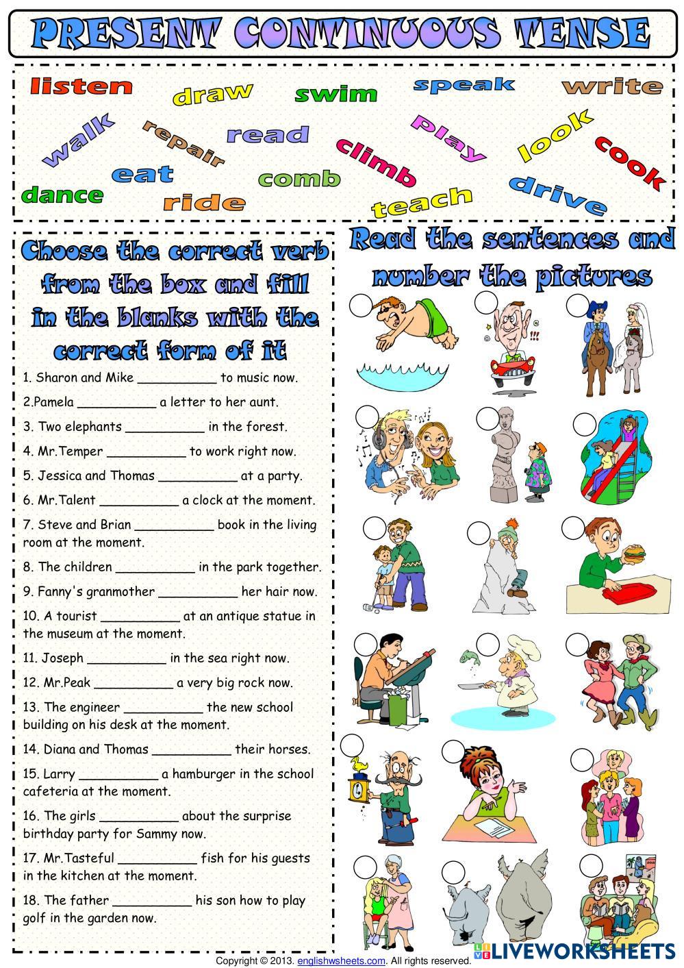 Present Continuous | Live Worksheets