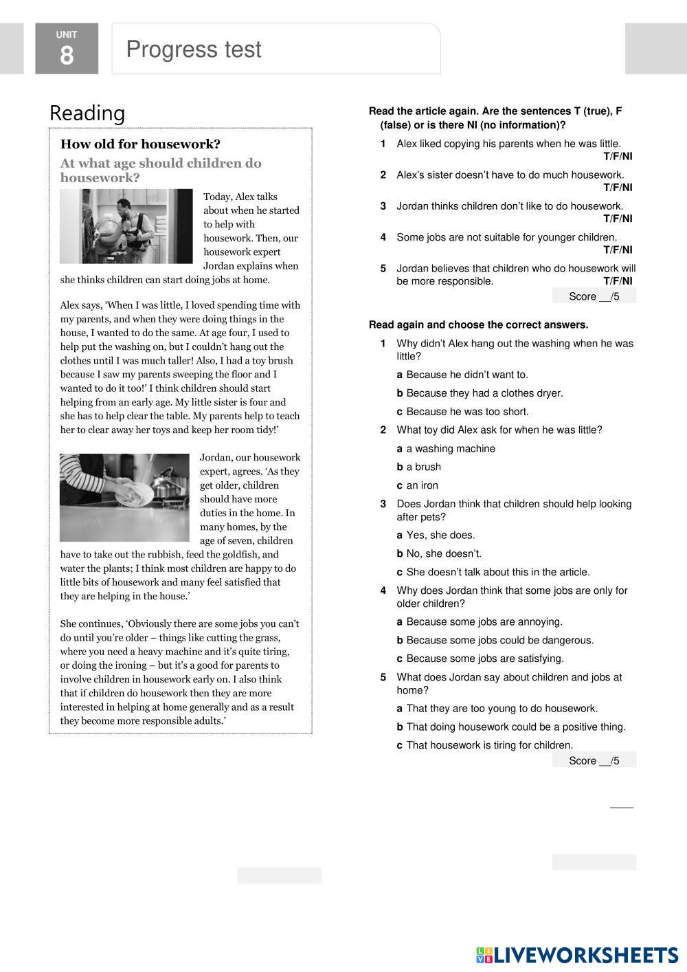 Reading Unit 8 T2 | Live Worksheets