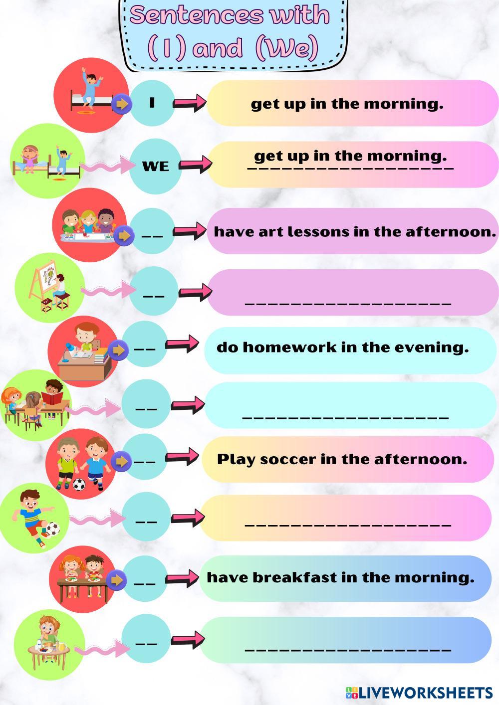 SENTENCES WITH (I) AND (WE) 7251042 | eli2401 | Live