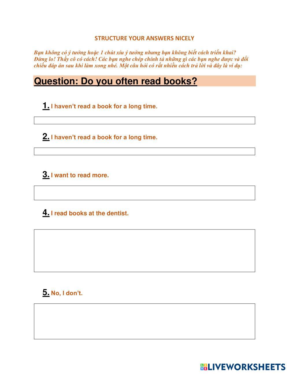 SPEAKING - STRUCTURE YOUR ANSWERS NICELY | Live Worksheets