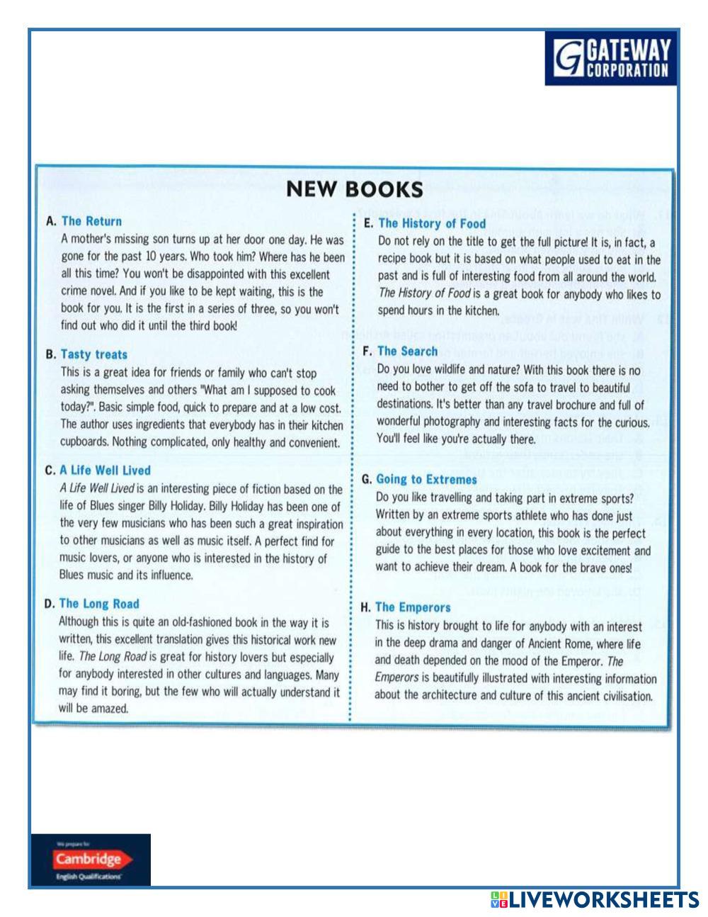 CAMBRIDGE PET –… | Free Interactive Worksheets | 7252136