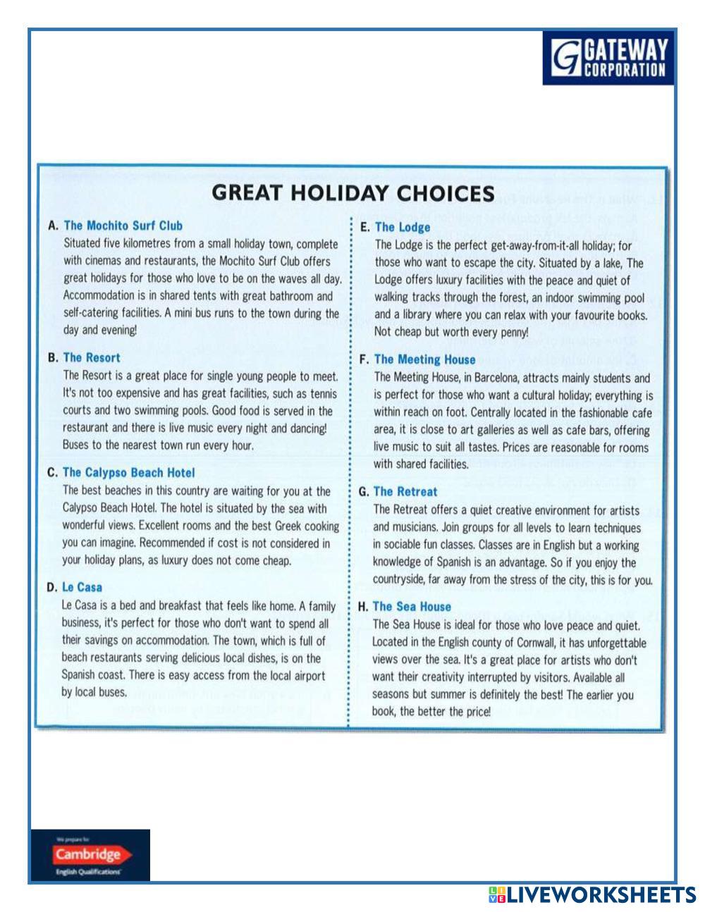 CAMBRIDGE PET –… | Free Interactive Worksheets | 7252152