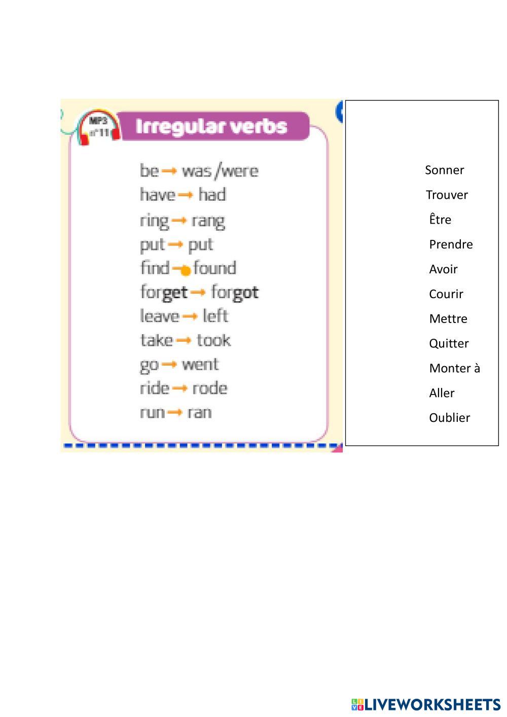 IRREGULAR VERBS | Live Worksheets