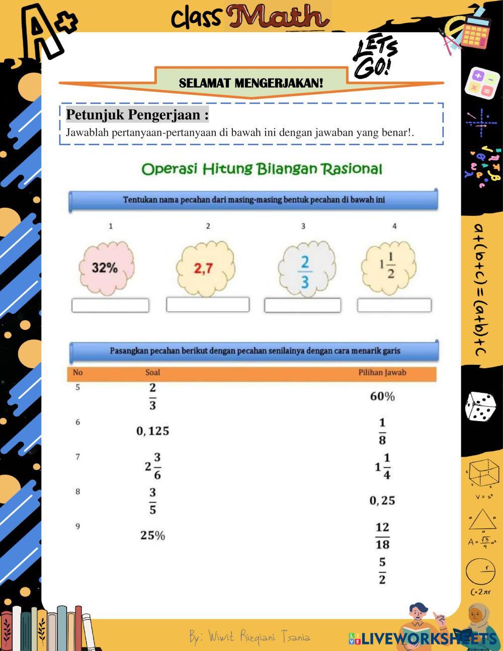 LKPD BILANGAN RASIONAL 7253049 | Wiwit Rizqiani Tsania
