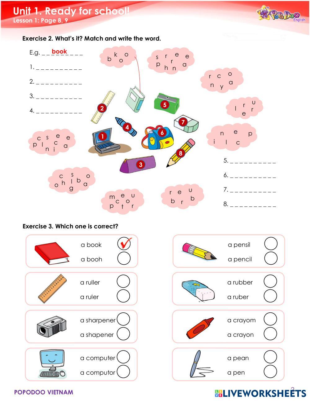 SCHOOL OBJECTS | Live Worksheets