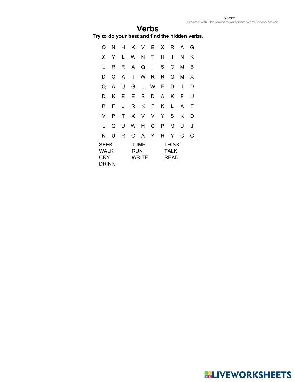 Verbs. | Live Worksheets