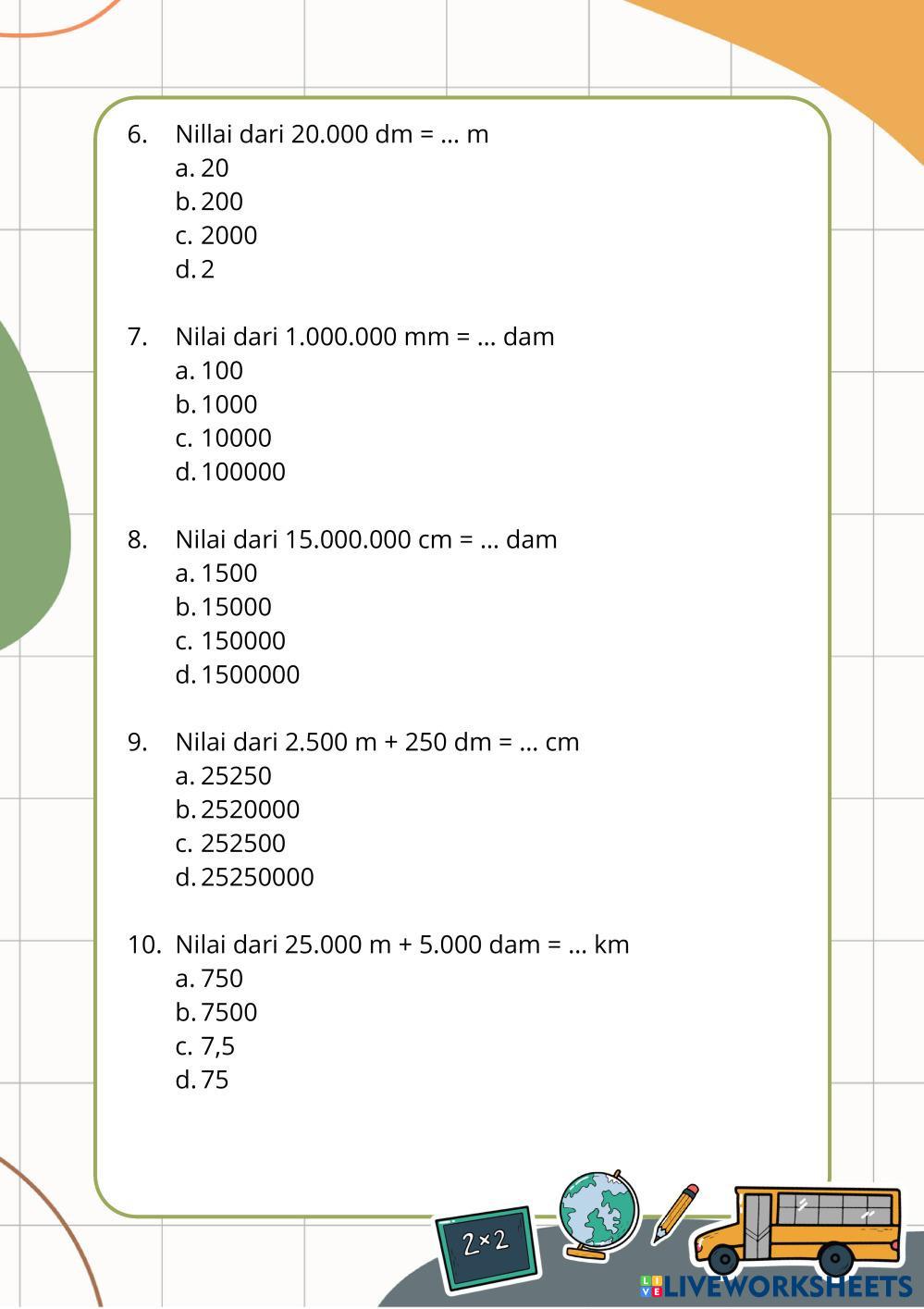 Satuan Panjang | Live Worksheets