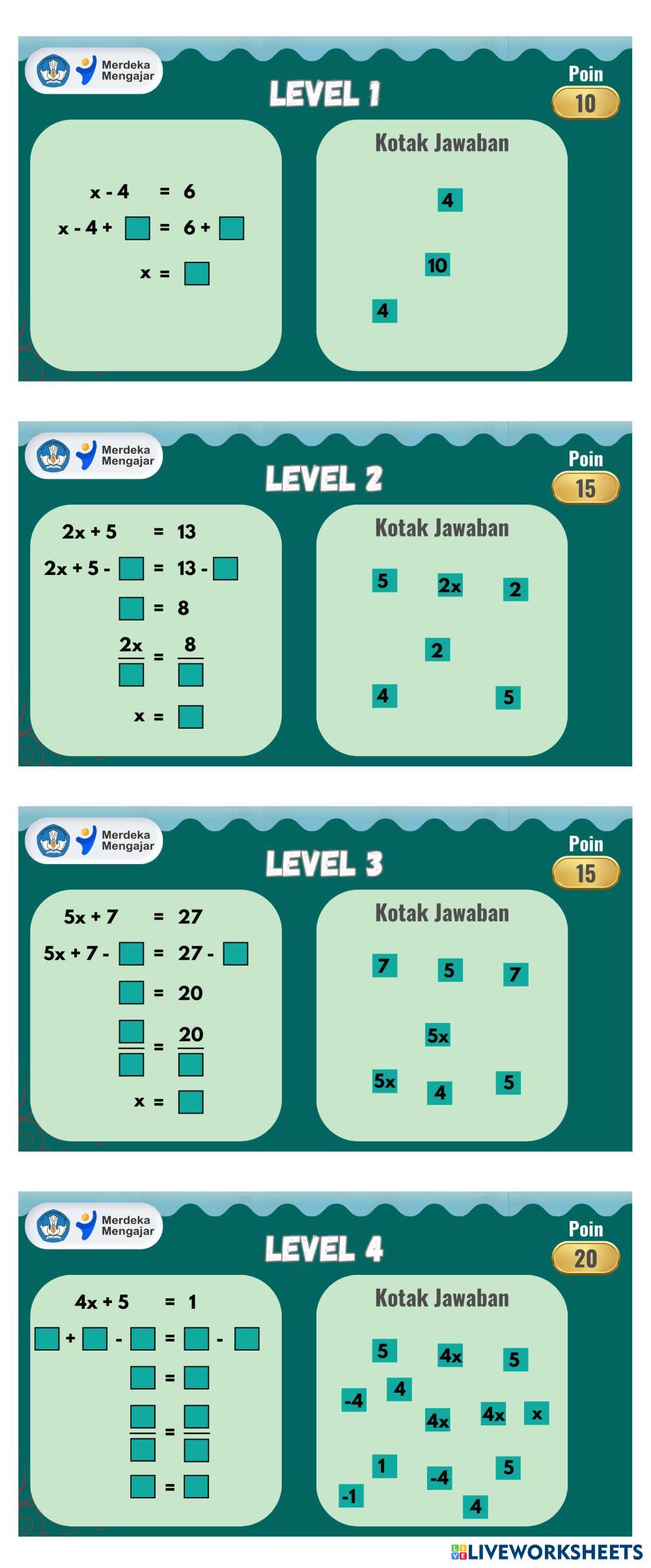 PLSV | Free Interactive Worksheets | 7256770