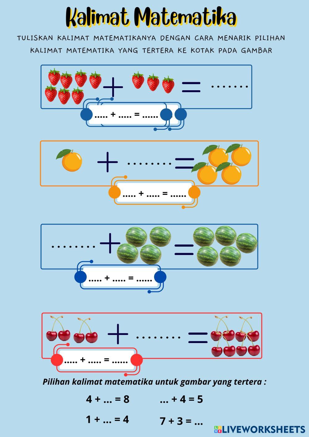 kalimat matemat… | Free Interactive Worksheets | 7256802