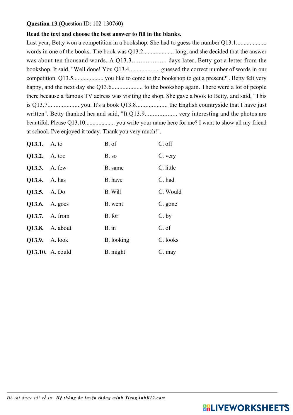 7257324 | FLYERS READING&WRITING TEST 09 | LÊ THÙY LIÊN