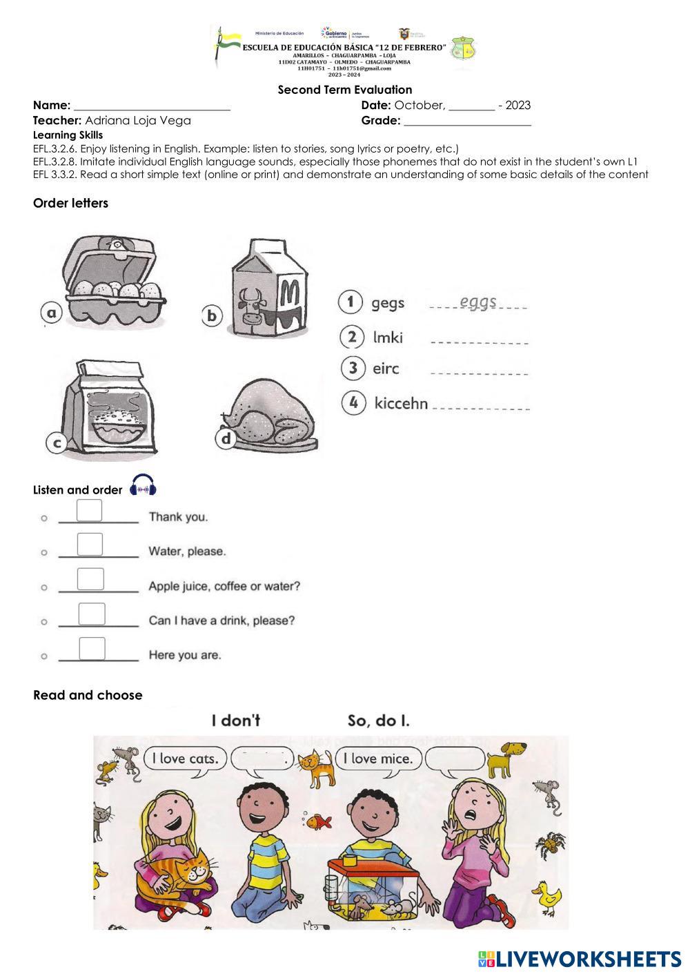 2do trimestre Nayely | Live Worksheets