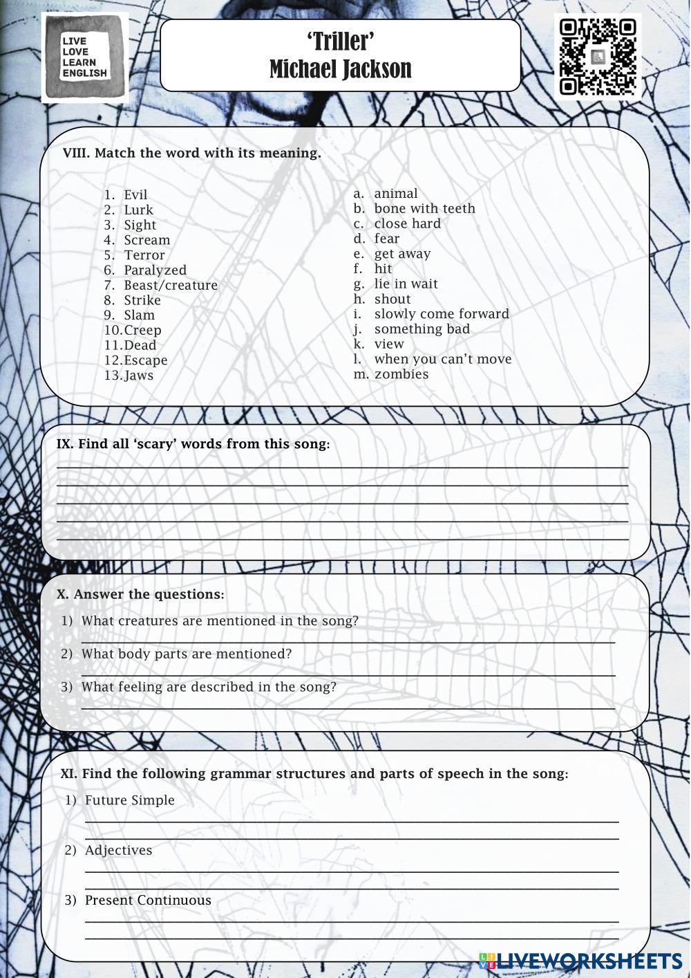 Michael Jackson… | Free Interactive Worksheets | 7258658