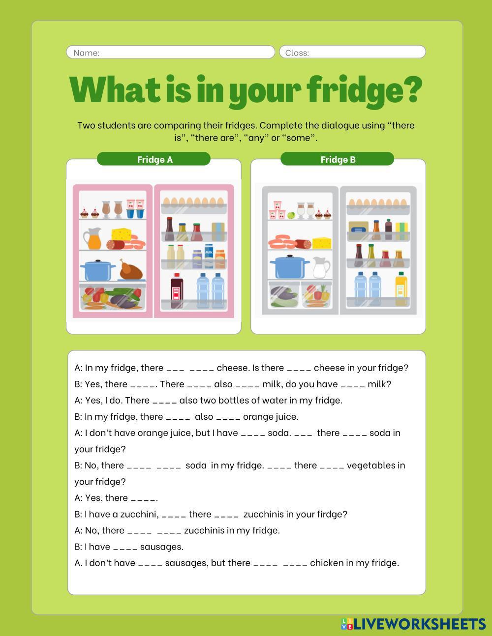 What is in your fridge? | Live Worksheets
