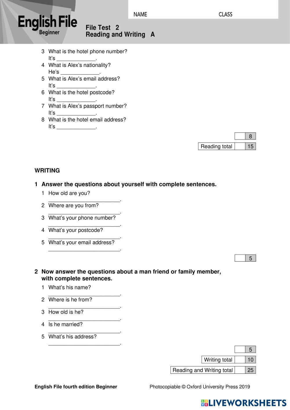 EF beginner Unit 2 | Live Worksheets