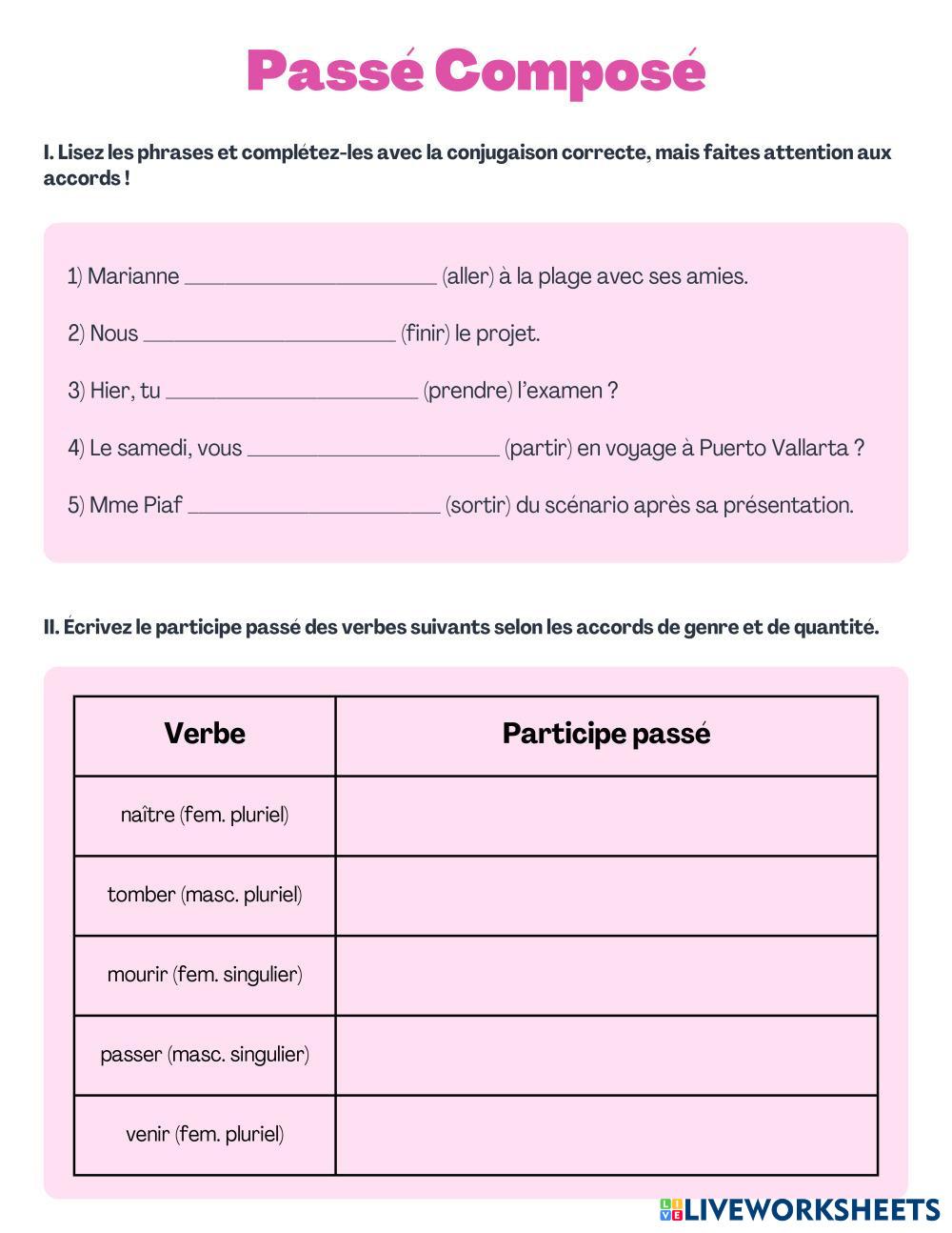 Révision : Passé composé 7259556 | arequena_ | Live