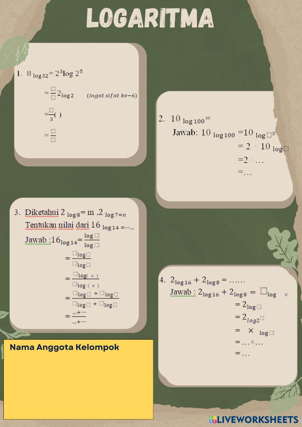 LOGARITMA | Live Worksheets