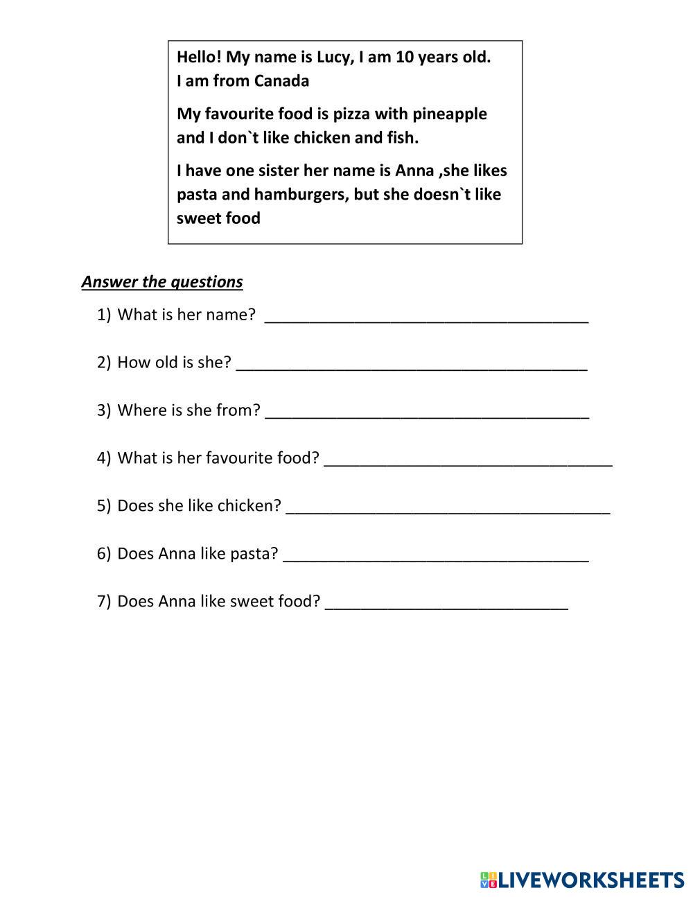 reading comprhe… | Free Interactive Worksheets | 7260704