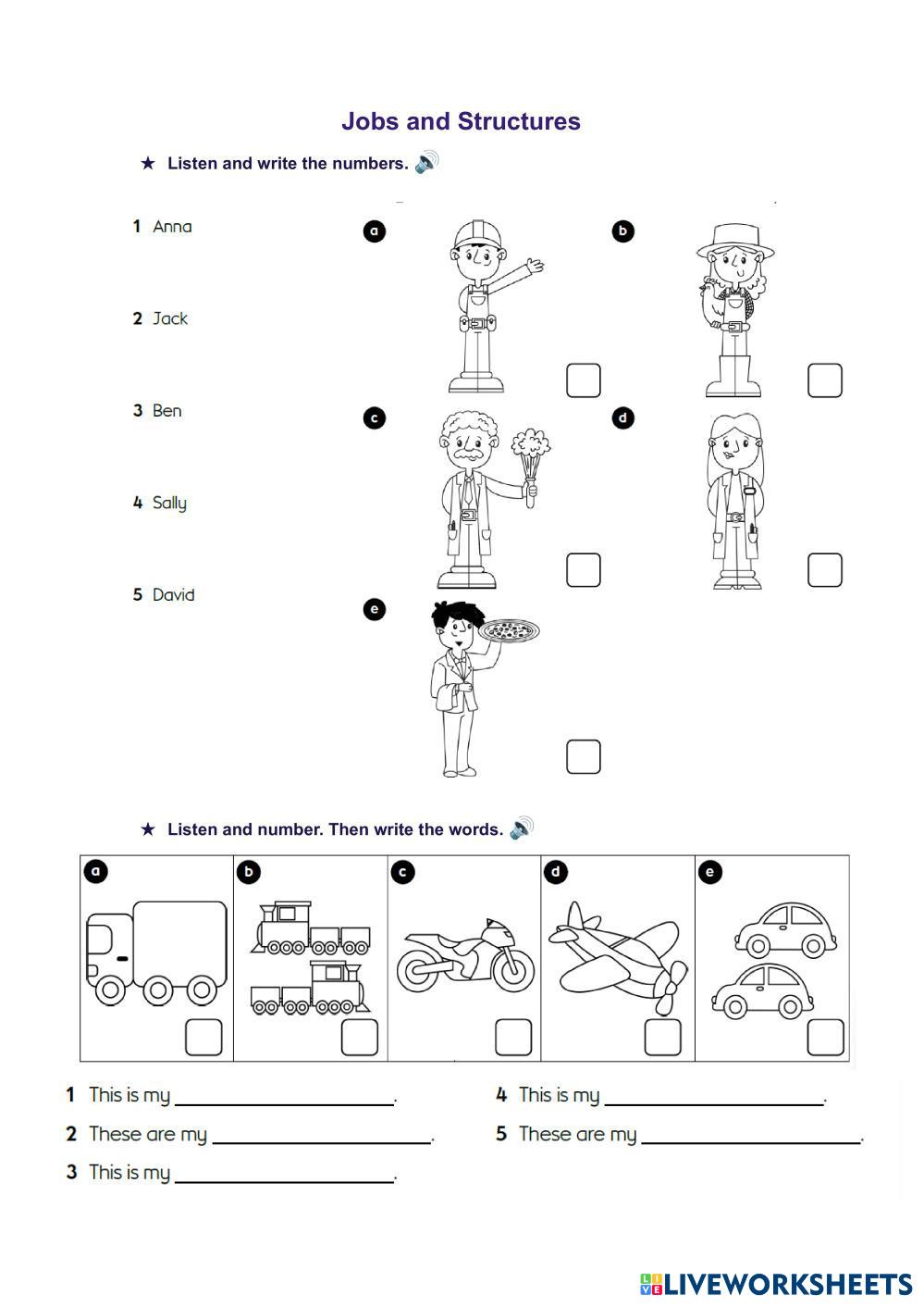Jobs and Structures | Live Worksheets