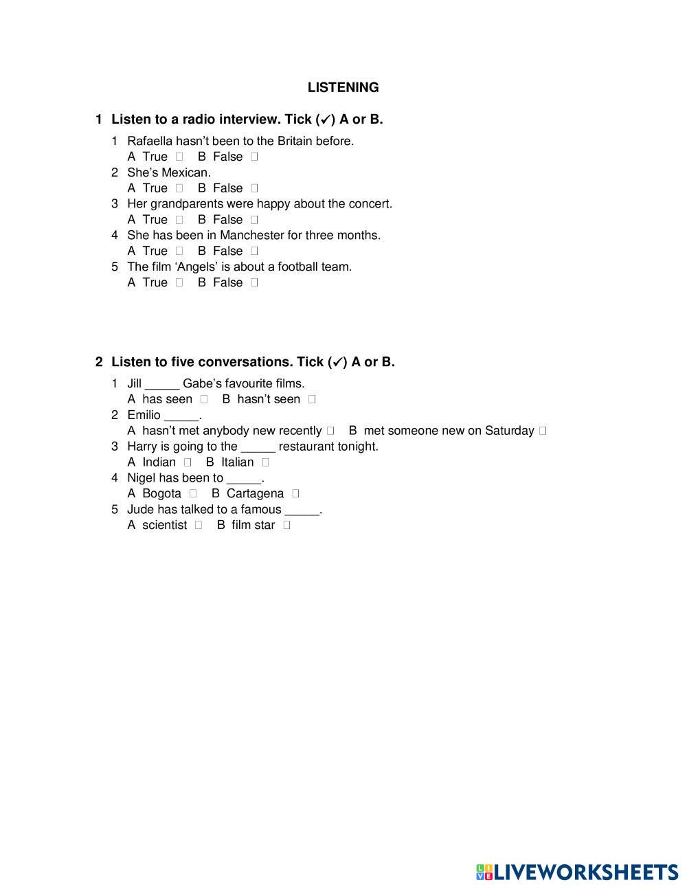 Listening | Live Worksheets