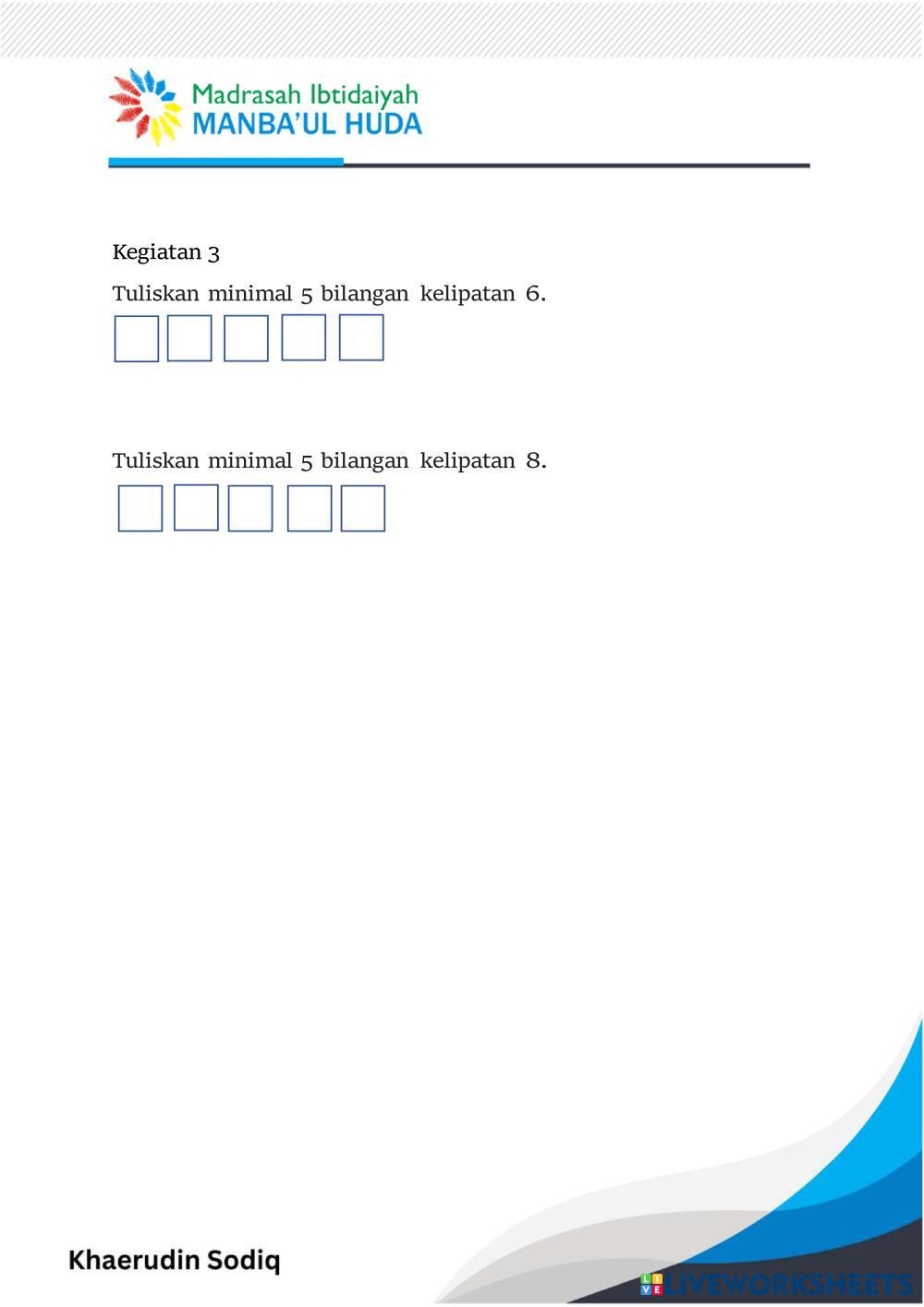 Kelipatan Bilangan PPL | Live Worksheets