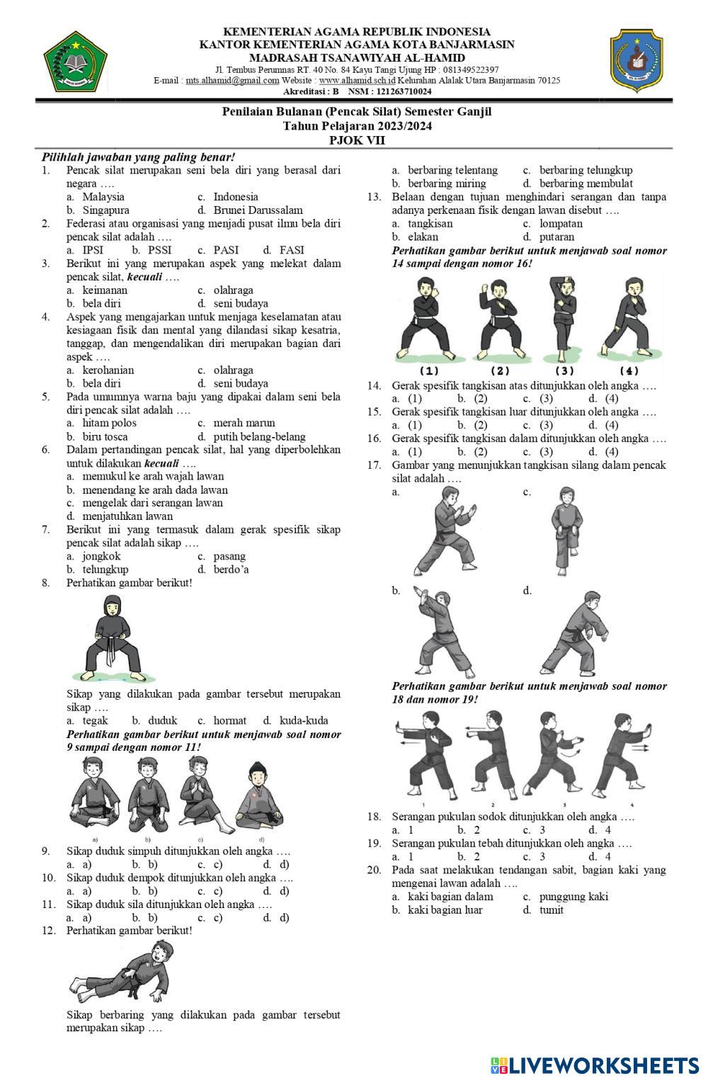 7261710 | Penilaian Bulanan Pencak Silat Kelas 7 Semester