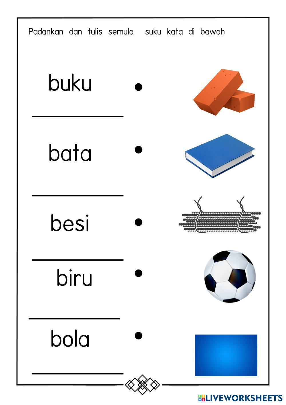 tulis suku kata | Live Worksheets