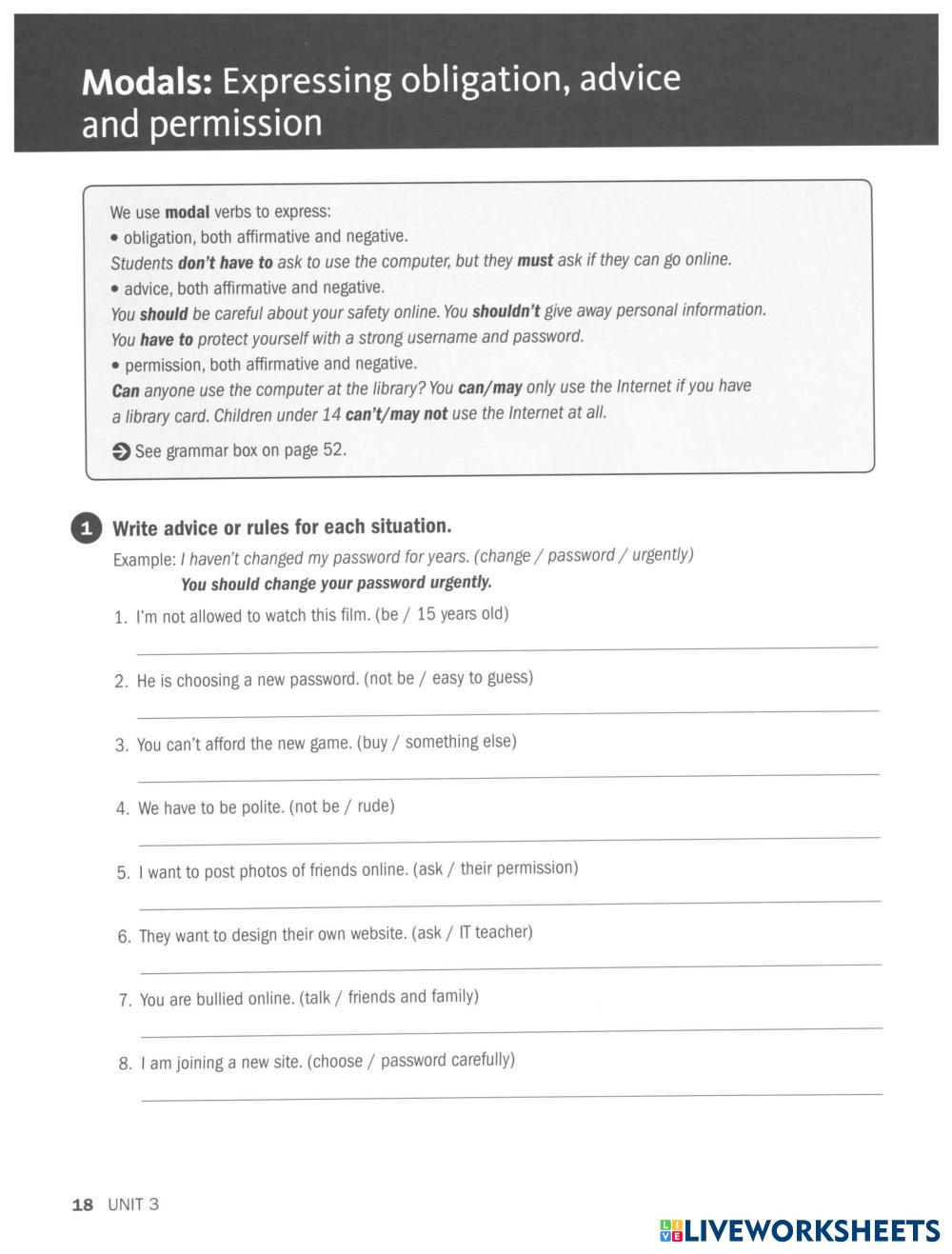 Lumina L14: Modals | Live Worksheets
