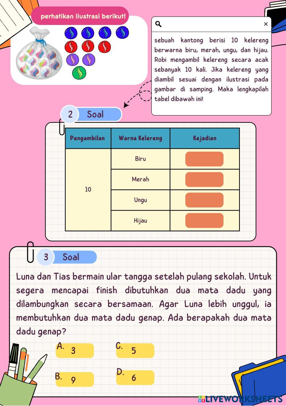 Peluang | Live Worksheets