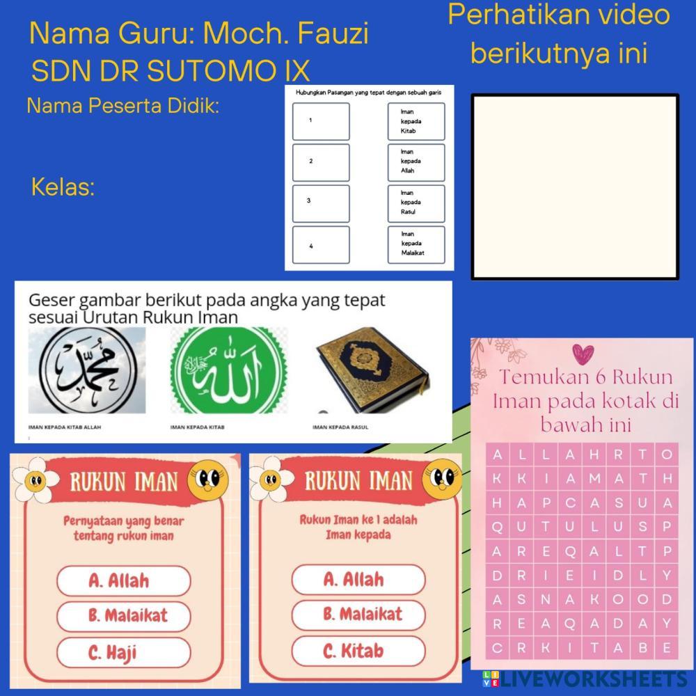 rukun iman | Live Worksheets