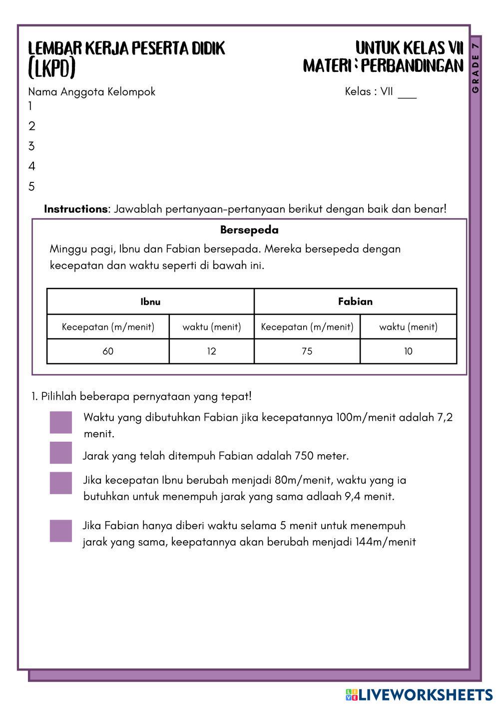 LKPD Matematika… | Free Interactive Worksheets | 7263740
