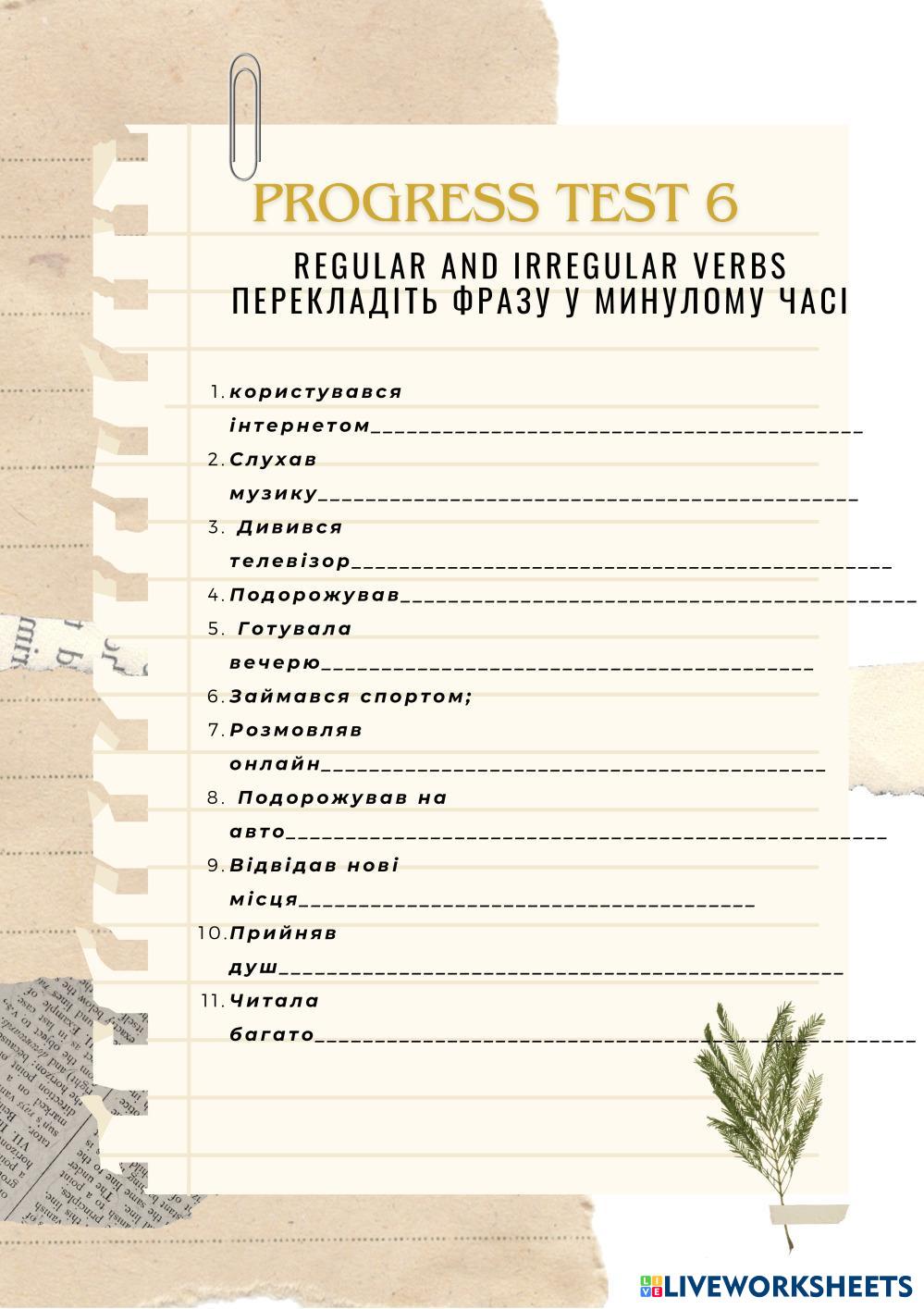 Progress test lesson 28 | Live Worksheets